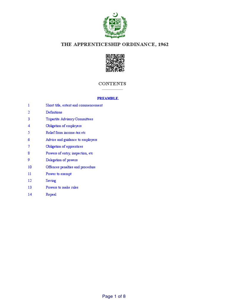 Apprenticeship Ordinance, 1962 | PDF | Apprenticeship | Fine (Penalty)