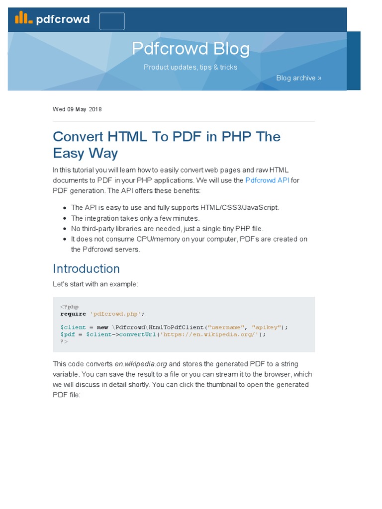Convert HTML To PDF in PHP | PDF | Php | Html