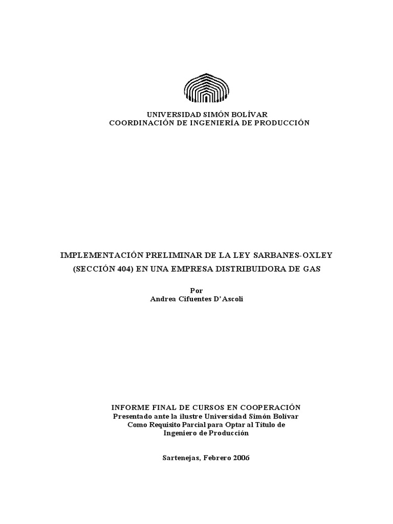 Proceso Implementacion Control Interno Bajo SOX | PDF | Bolsa ...