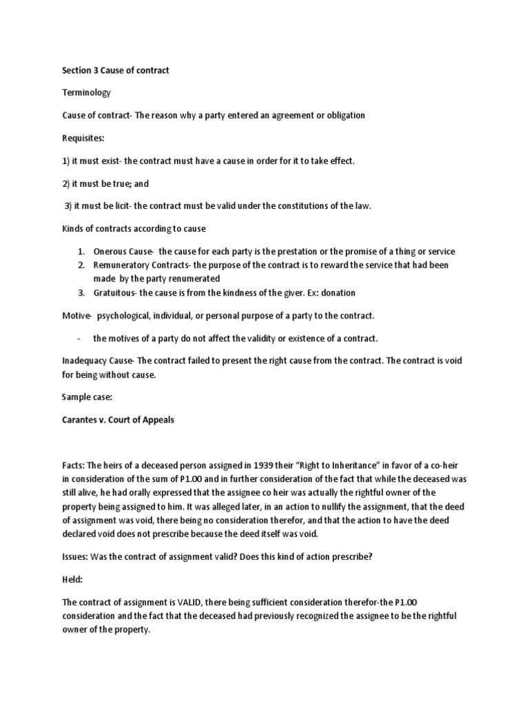 Section 3 Cause of Contract | PDF | Politics | Social Science
