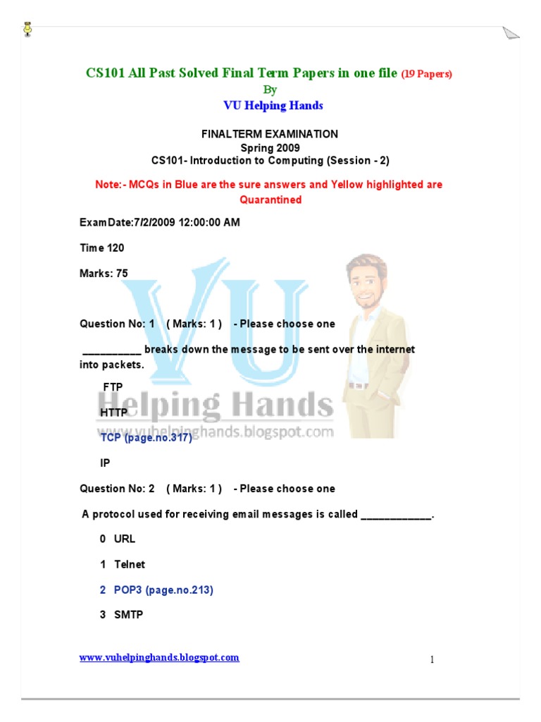 CS101 All Past Solved Final Term Papers in One File - 19 Papers | PDF | Instant Messaging ...