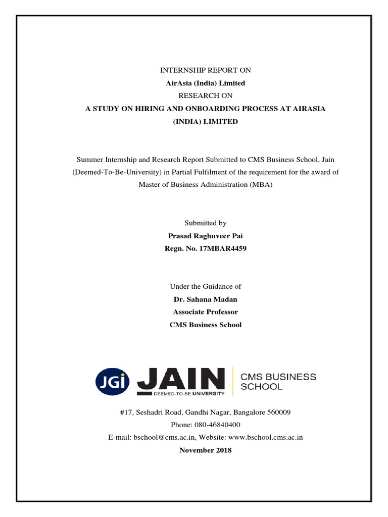 A Study On Hiring and Onboarding Process at Airasia (India) Limited ...