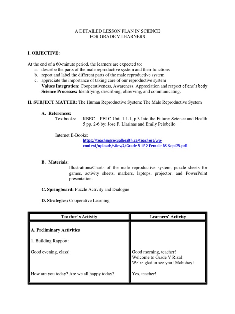 Grade 5 Science: Male Reproductive System | PDF | Career & Growth