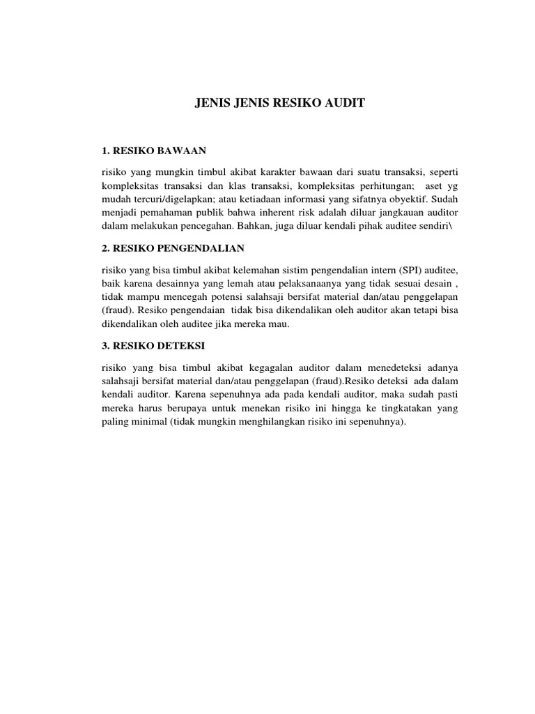 Jenis Jenis Resiko Audit | PDF