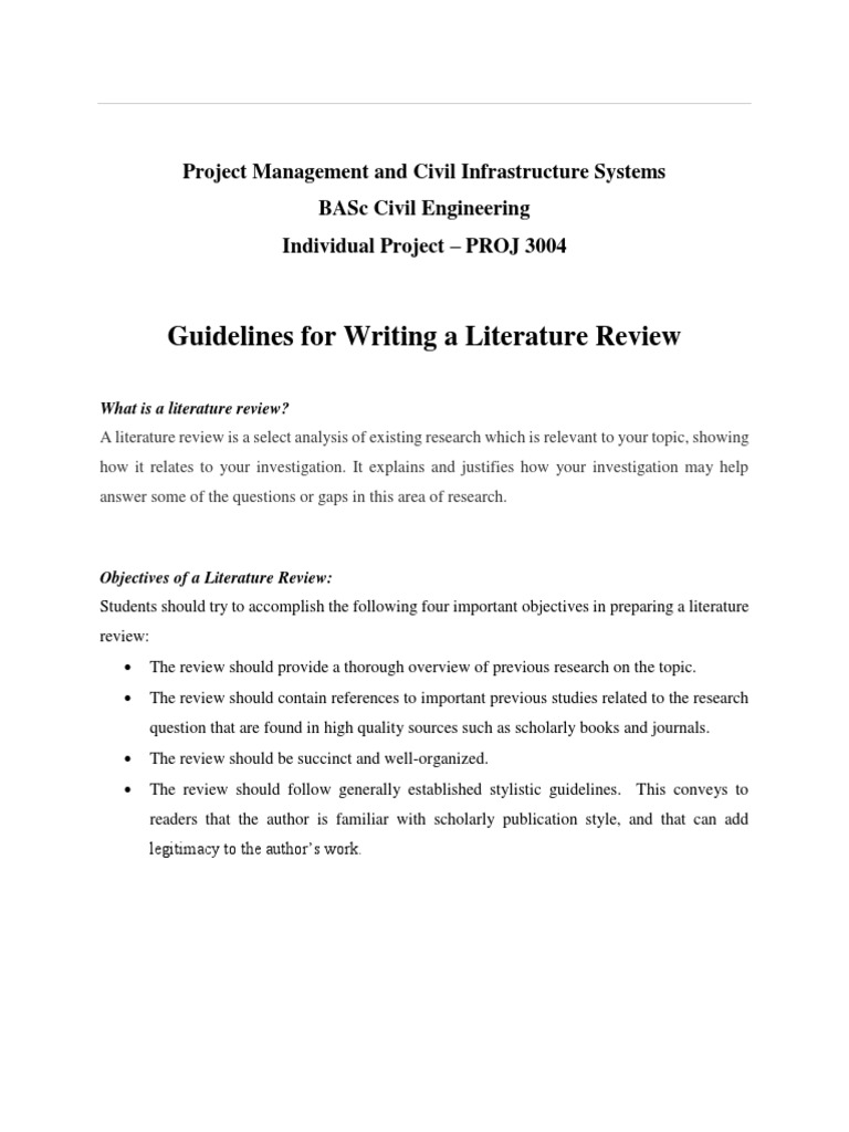 Guidelines For Writing A Literature Review | PDF | Thesis | Matrix ...