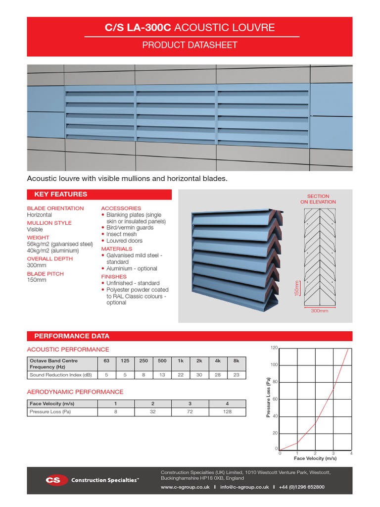 C/S LA-300C acoustic louvre datasheet | PDF | Acoustics | Sound