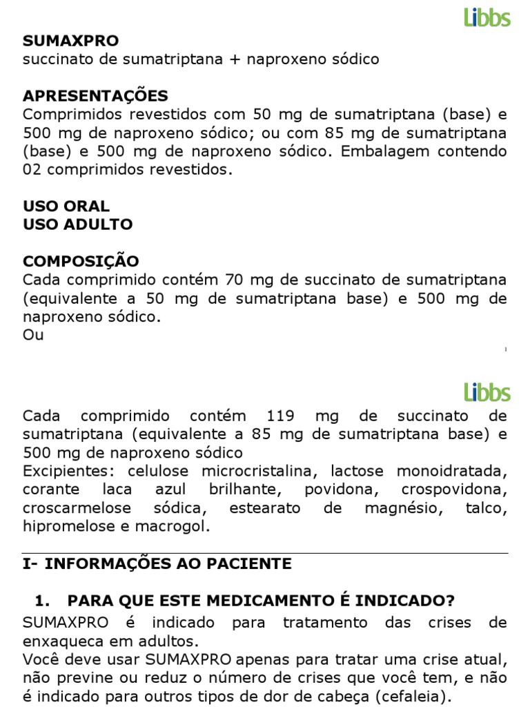 Sumatriptana Naproxeno | PDF | Enxaqueca | Gravidez
