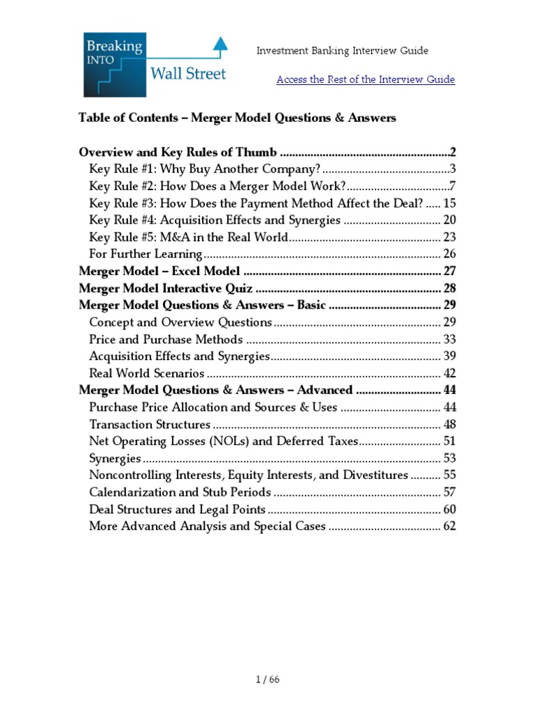 M&I Merger-Model-Guide | PDF | Stocks | Mergers And Acquisitions