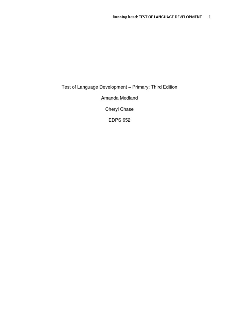 TOLD-P:3 Language Development Review | PDF | Word | Speech