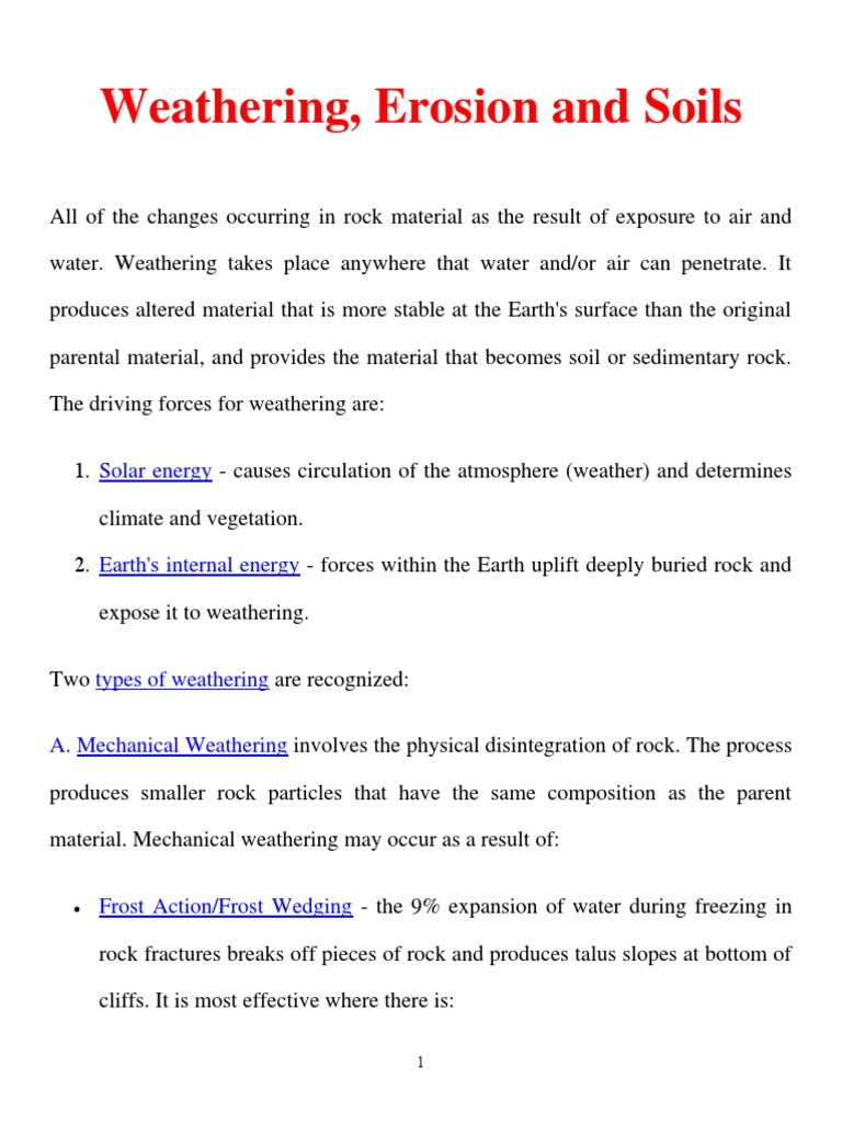 Weathering, Erosion, and Soil Formation | PDF | Weathering ...