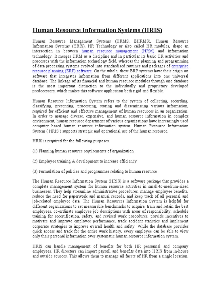 Human Resource Information Systems | PDF | Human Resource Management | Employment