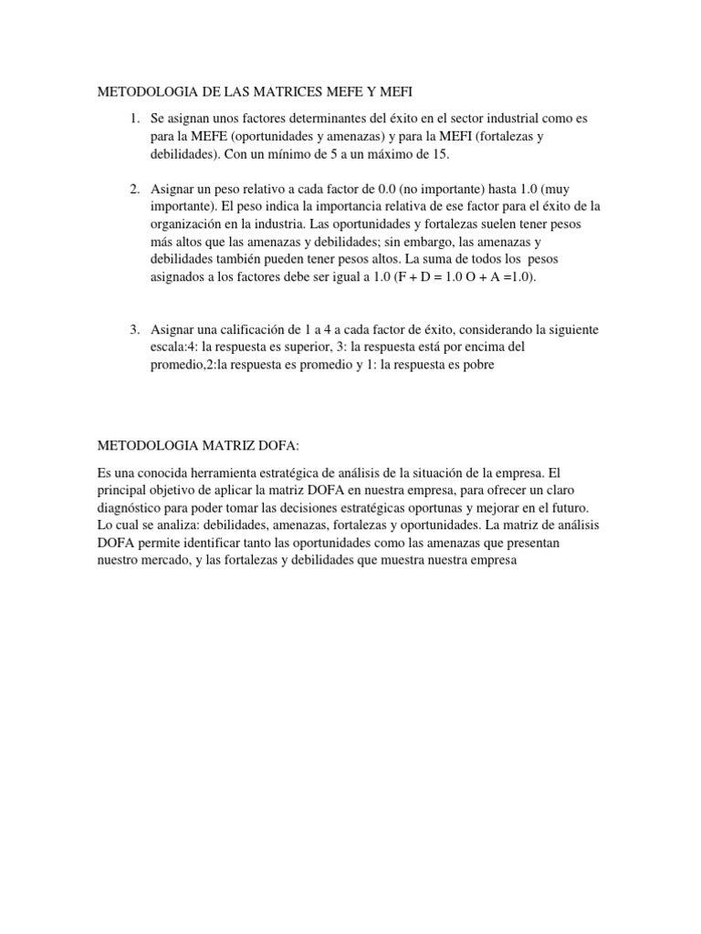 Metodologia de Las Matrices Mefe y Mefi | PDF