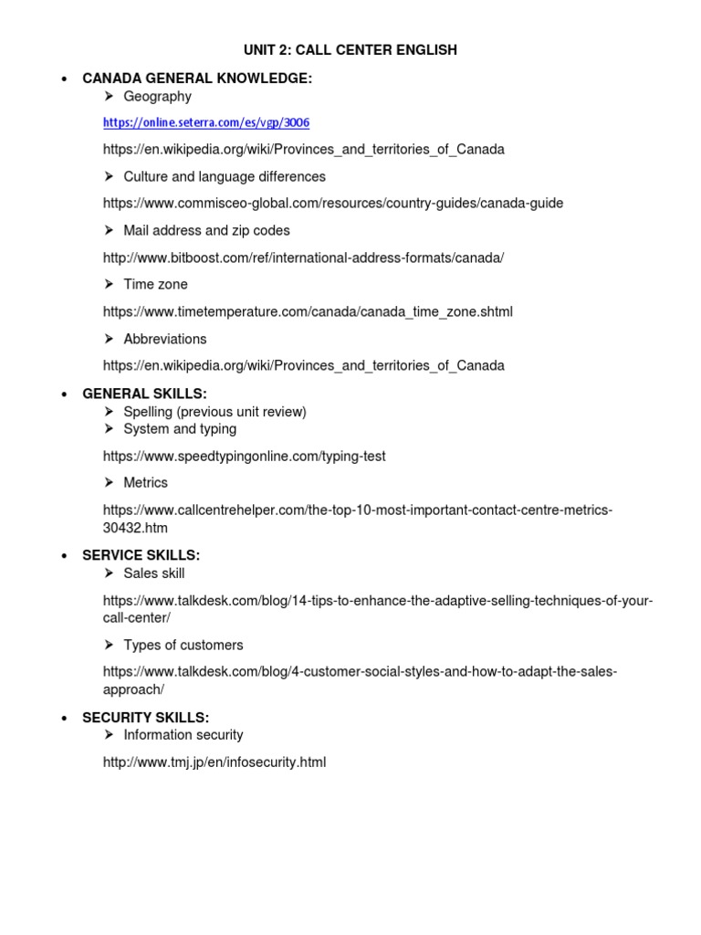 UNIT 2 Call Center | PDF | Sales | Information Security