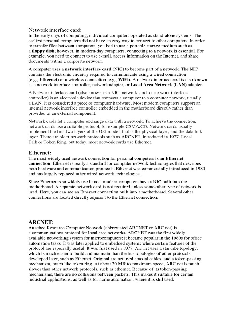 Network Interface Card | PDF | Network Interface Controller | Ethernet
