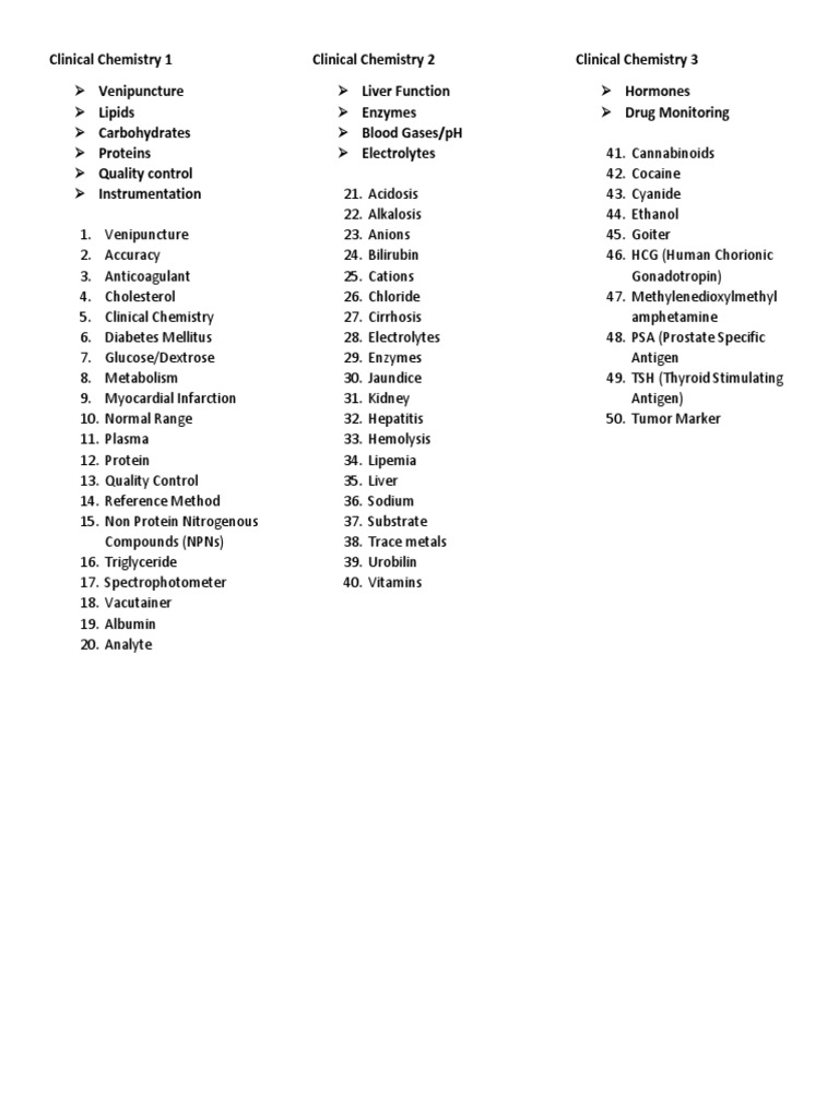 Clinical Chemistry 1 Clinical Chemistry 2 Clinical Chemistry 3 Pdf