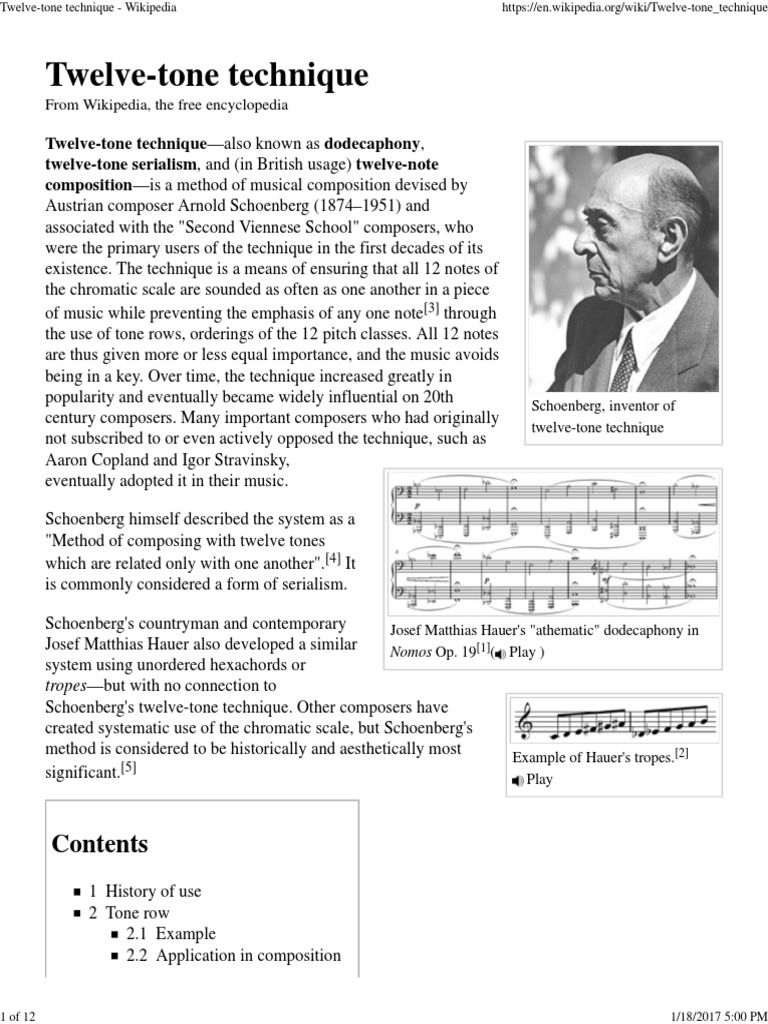 Twelve-Tone Technique - Wikipedia | PDF | Musical Compositions | Music ...