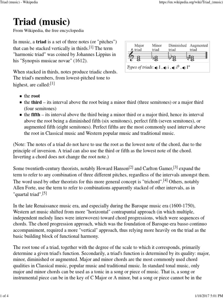 Triad (Music) - Wikipedia | PDF | Interval (Music) | Chord (Music)