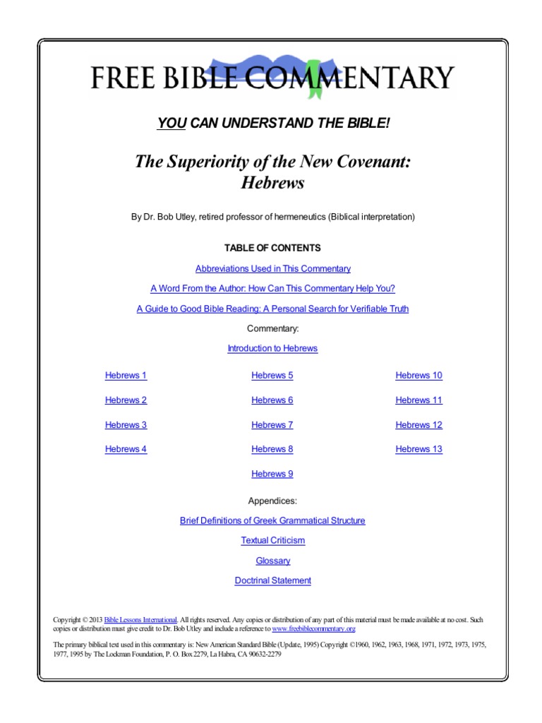 The Superiority of The New Covenant: Hebrews: You Can Understand The ...