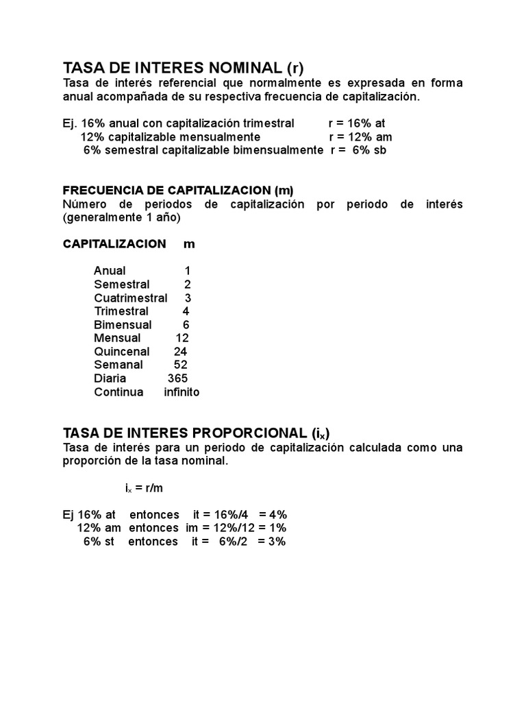 Tasas de Interes Nominal y Efectiva | PDF | Tasas de interés | Interés