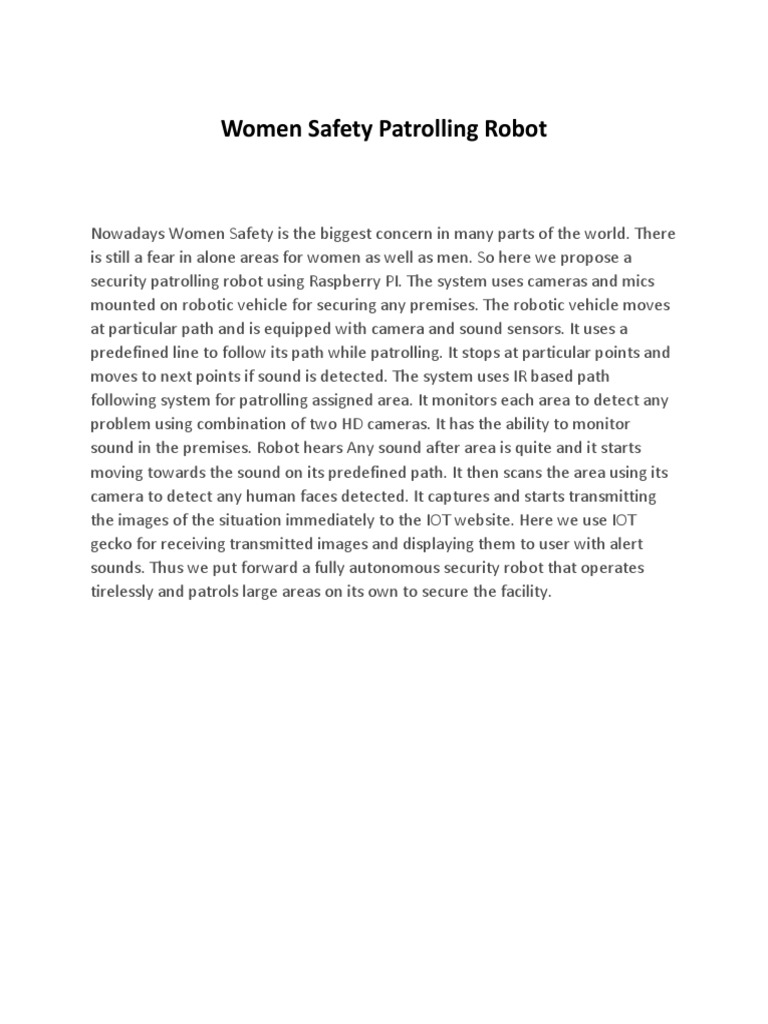 Women Safety Patrolling Robot | PDF