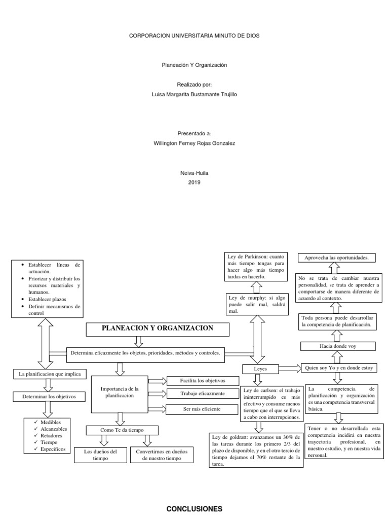 Mapa Conceptual Planeacion y Organizacion | PDF | Planificación | Cognición