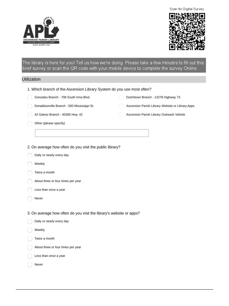 Library Patron Survey Final 061719 | PDF | Libraries | Books