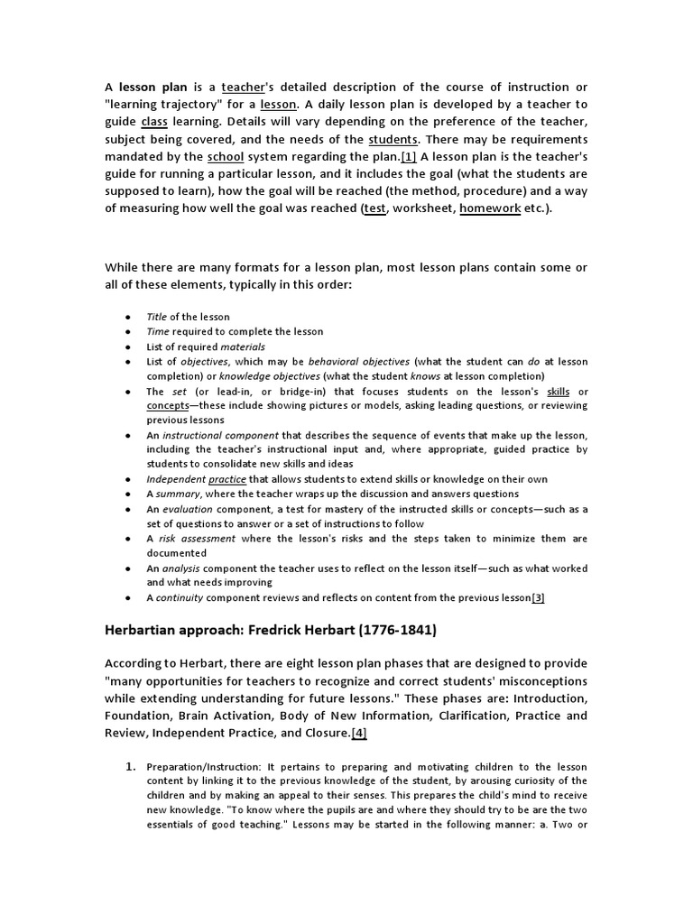 How To Make A Lesson Plan For Performance Task