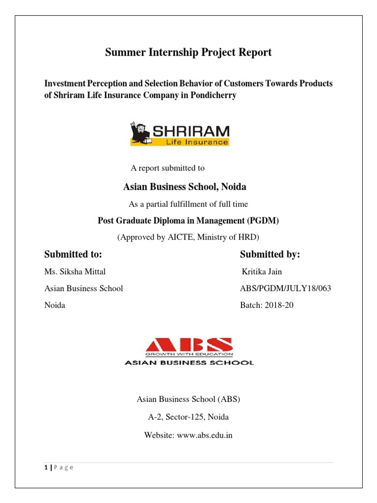 Project Report of SLIC | PDF | Insurance | Life Insurance