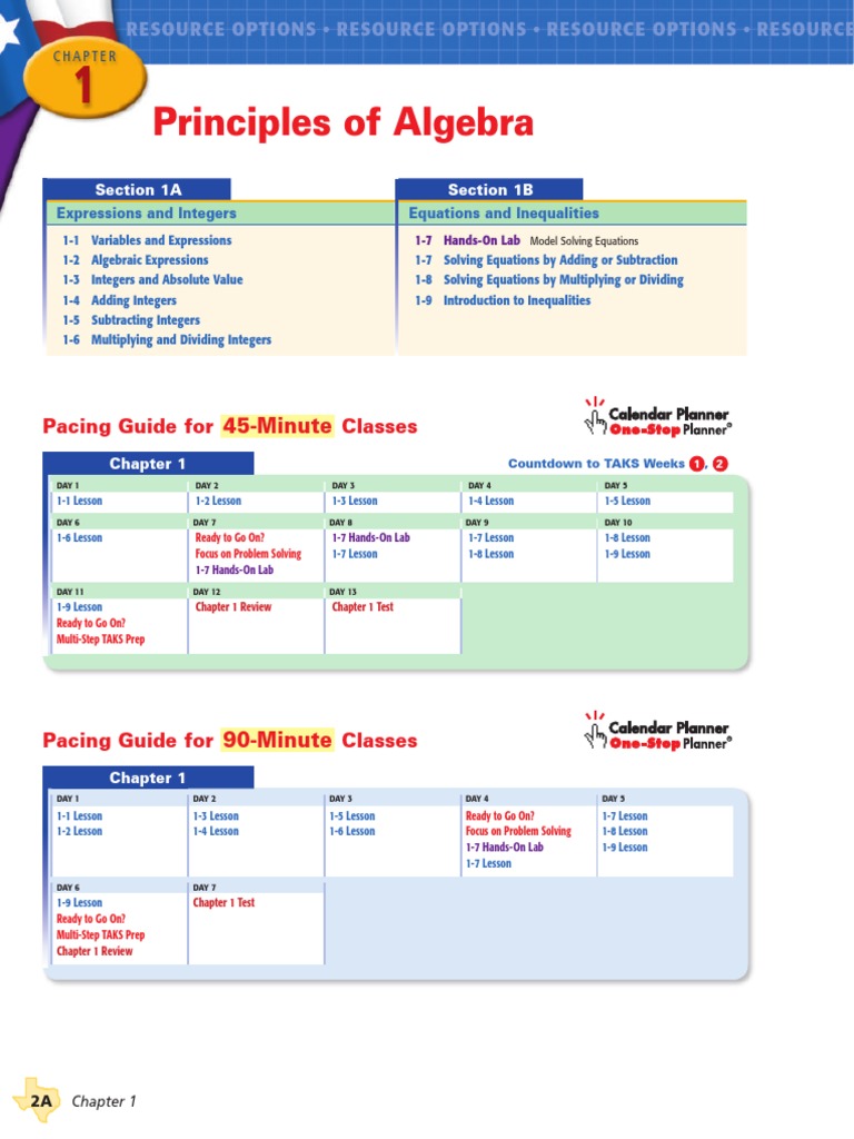 Principles of Algebra TE | PDF | Multiple Choice | Quiz