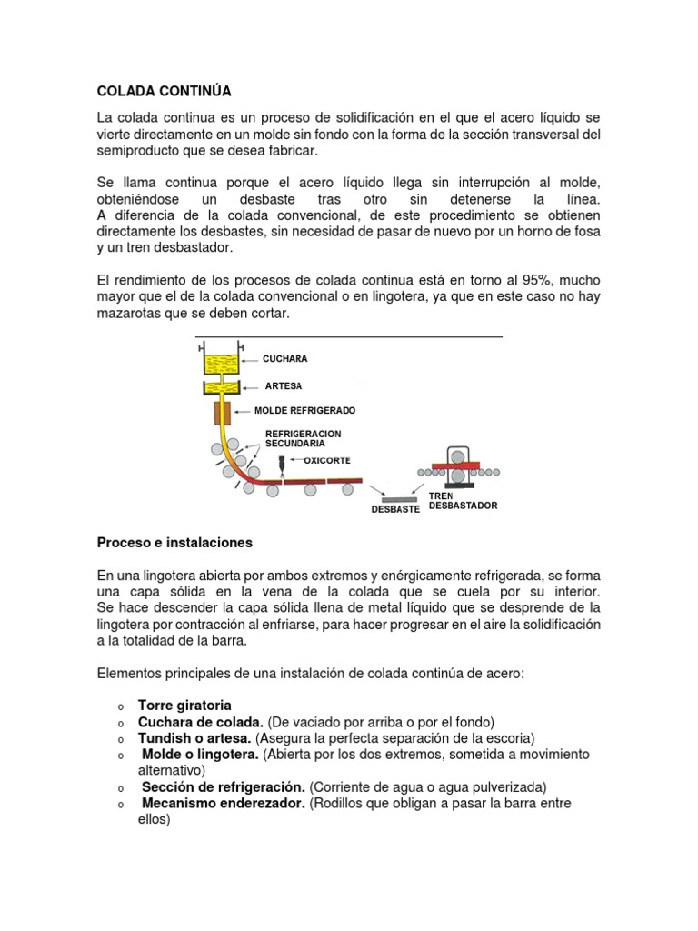 Proceso de Colada Continua de Acero | PDF | Hogar, jardinería y ...