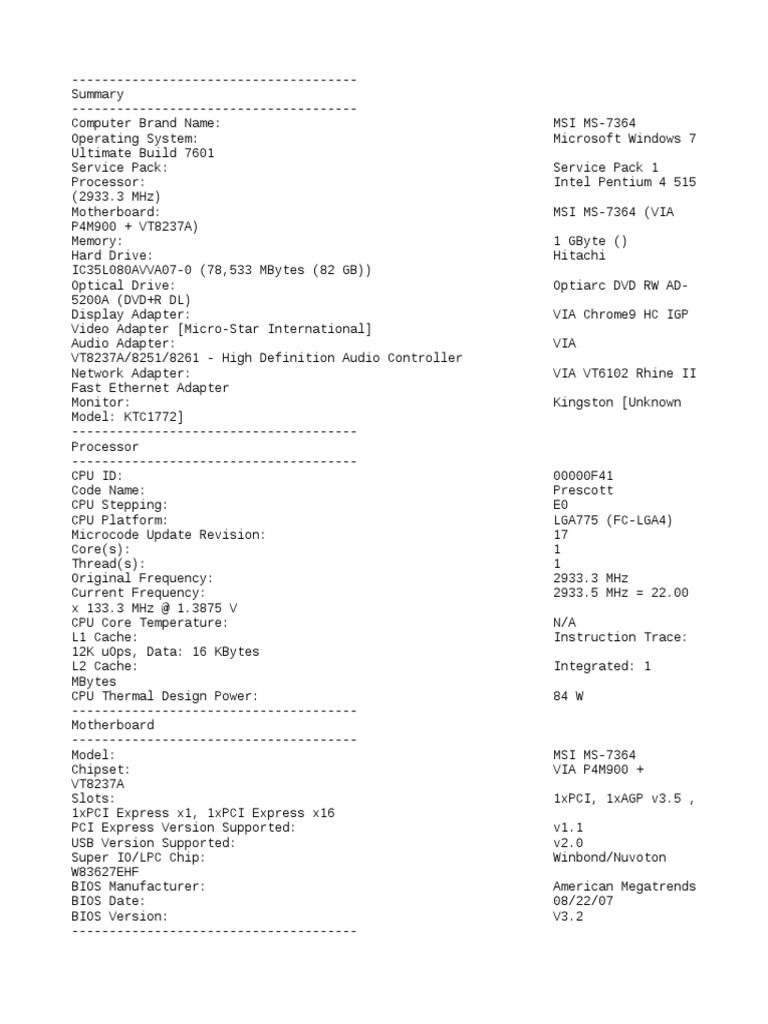 Hardware Info | PDF | Bios | Central Processing Unit