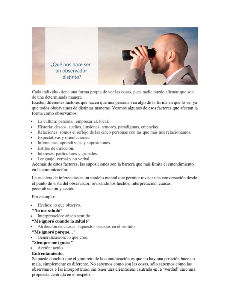 Qué Nos Hace Ser Un Observador Distinto | PDF | Crecimiento personal y ...
