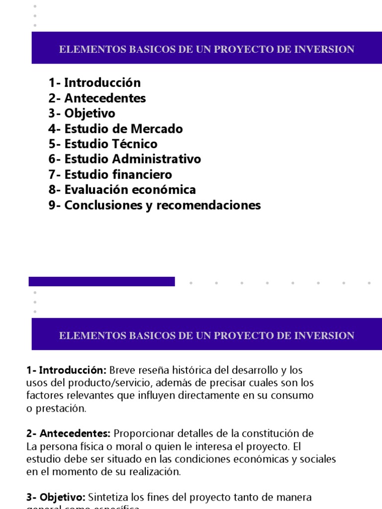 Elementos Basicos de Un Proyecto de Inversion PDF | PDF | Tasa interna de retorno | Valor ...