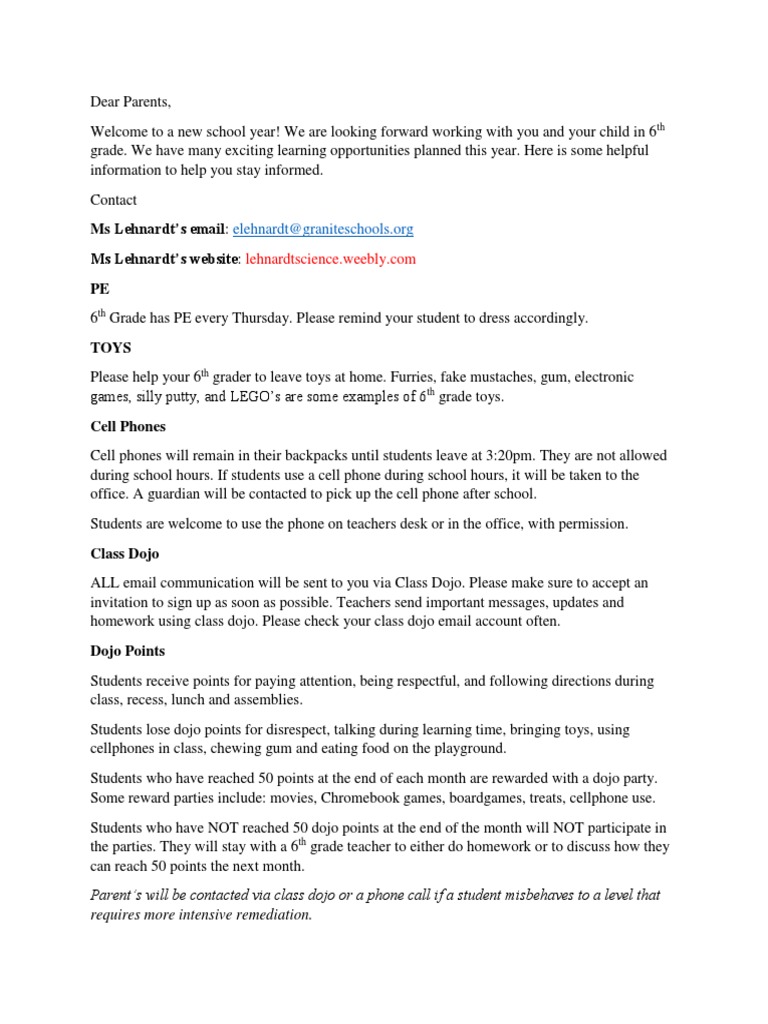 Dear Parents | PDF | Homework | Learning