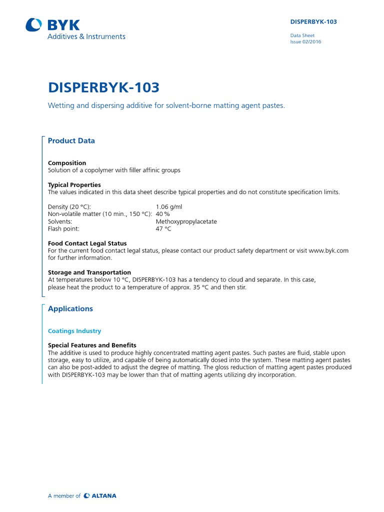 Tds Disperbyk-103 en | PDF | Titanium Dioxide | Chemistry