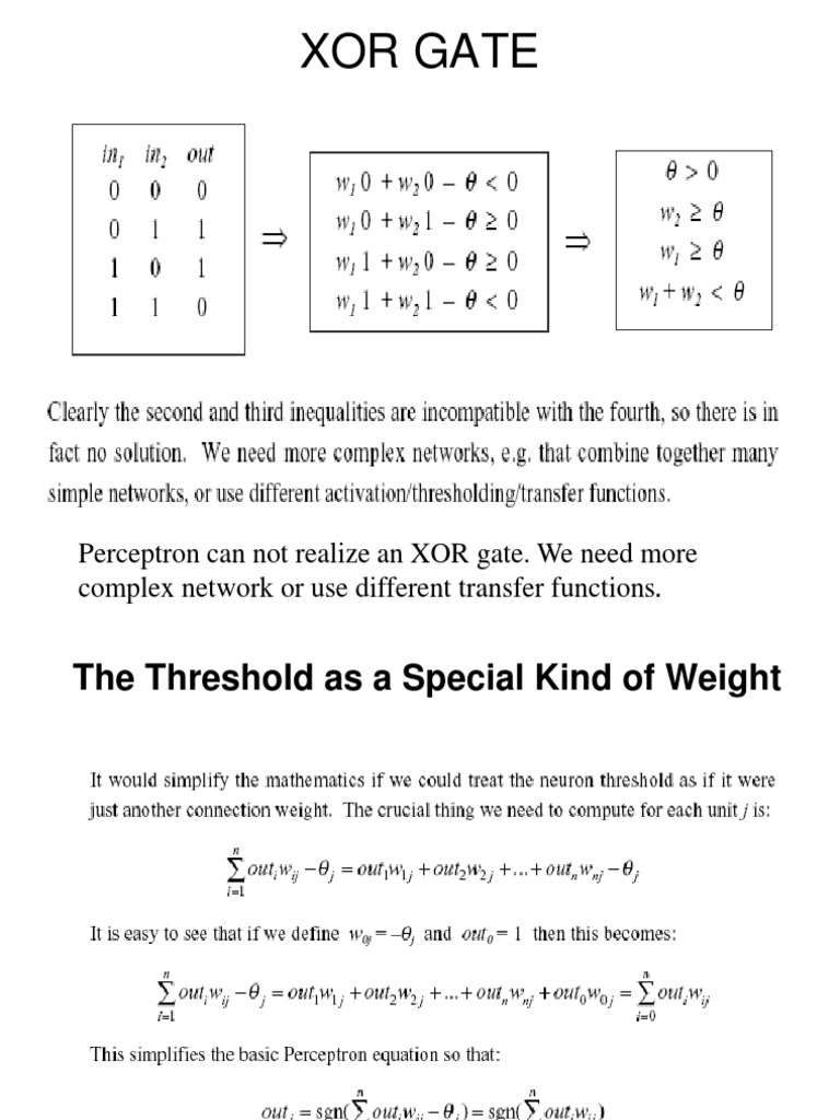 Xor Gate: Perceptron Can Not Realize An XOR Gate. We Need More Complex ...