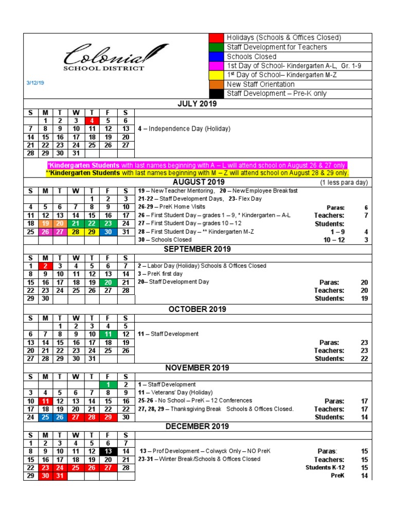 July 2019 June 2020 Sy Calendar | PDF | Educational Institutions ...