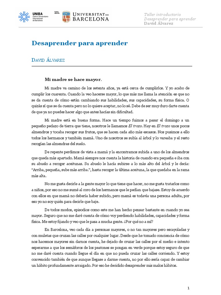 Desaprender para Aprender PDF | PDF | Aprendizaje | Ciencia cognitiva