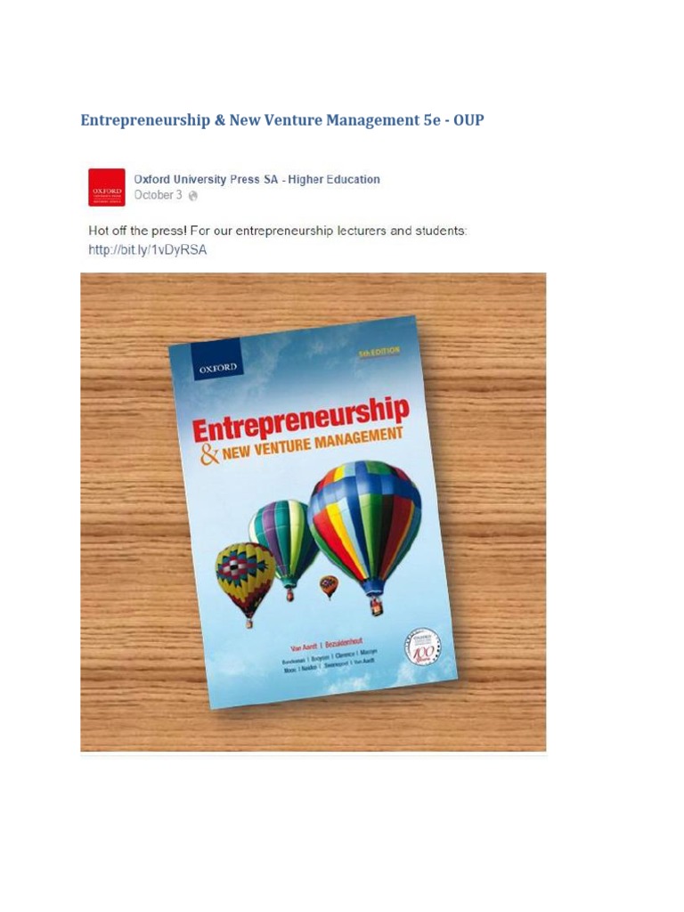 Entrepreneurship & New Venture Management 5e - OUP | PDF | Business