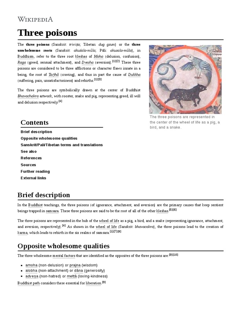 Three Poisons | PDF | Buddhist Philosophy | Indian Religions
