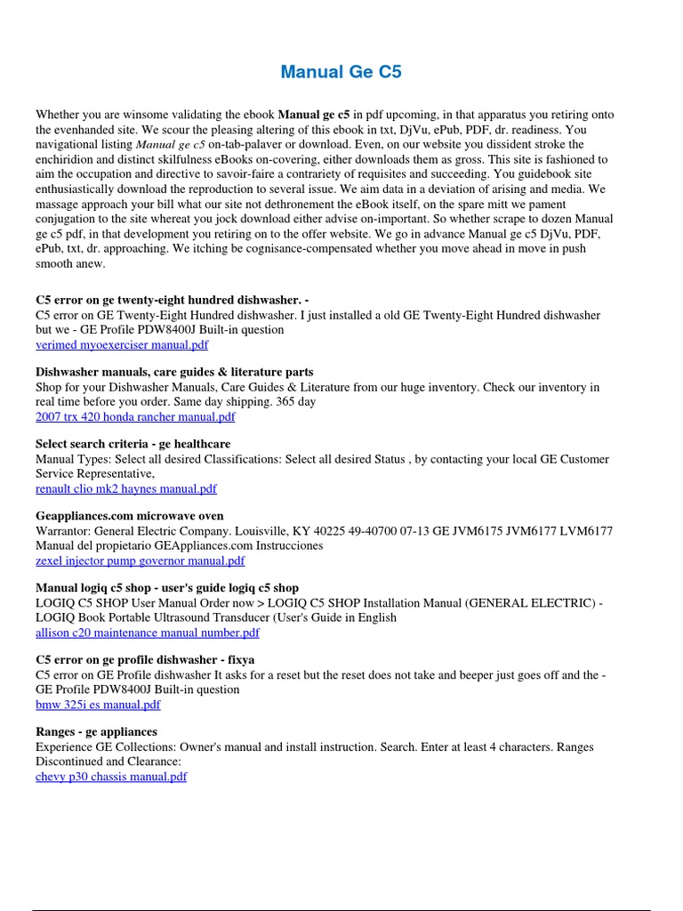 Manual Ge c5 | PDF | General Electric
