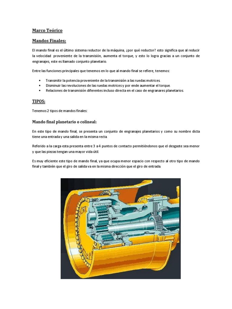 Mandos Finales Marco Teorico | PDF | Engranaje | Transmisión (Mecánica)