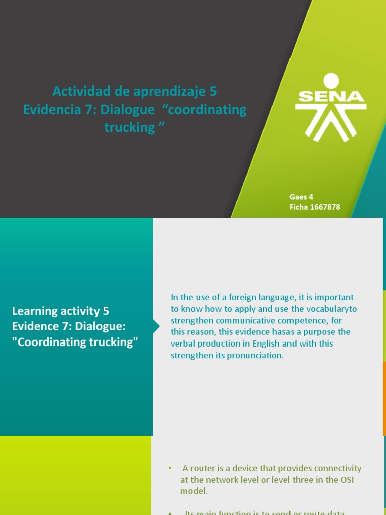 Evidencia 7-Dialogue Coordinating Trucking | PDF | Router (Computing ...