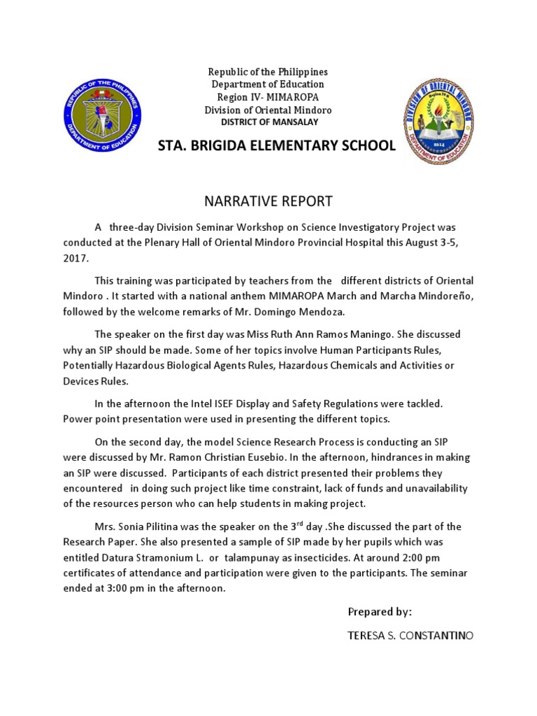 Narrative Report Sa Science | PDF