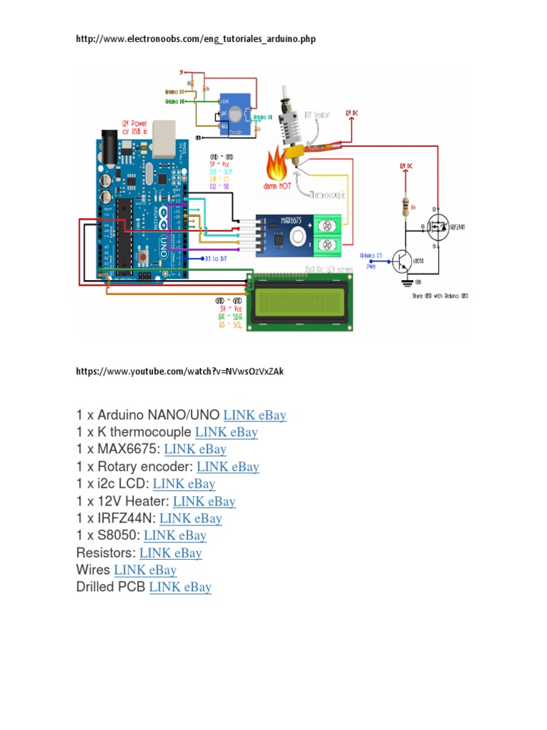PID Control MAX6675 Thermocouple Arduino Schematic With Rotary Encoder ...