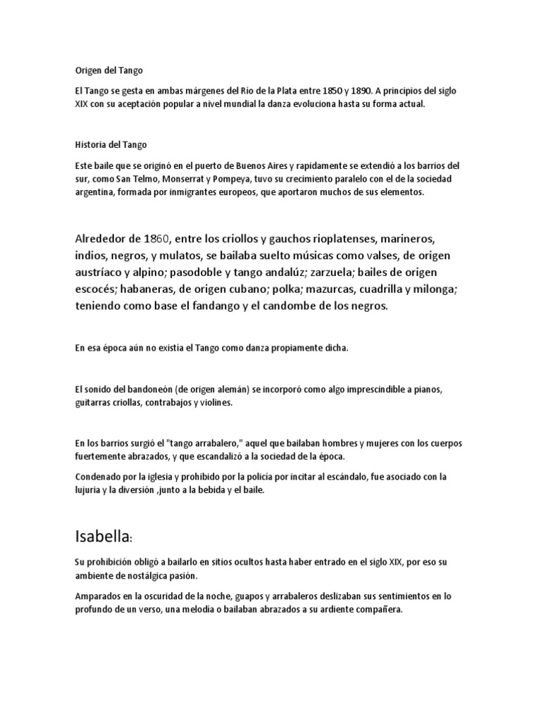 Origen Del Tango | PDF | Musica Tango | Tango