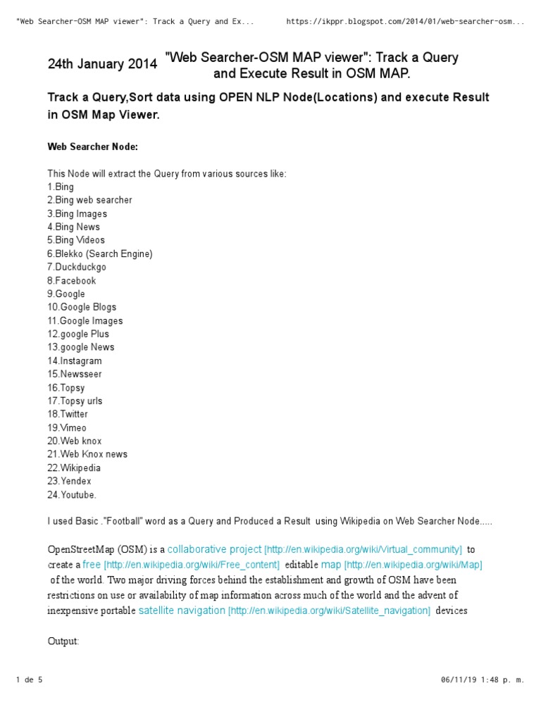 24th January 2014 "Web Searcher-OSM MAP Viewer": Track A Query and ...