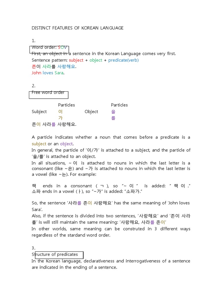 Key Features of Korean Language Structure | PDF