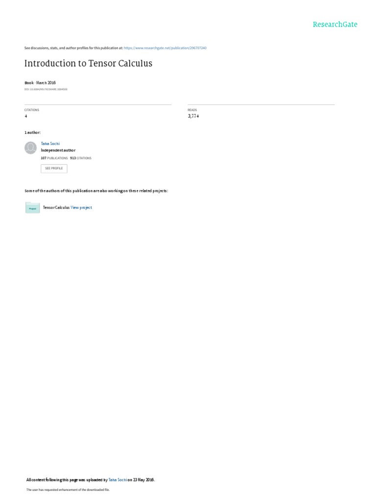 Introduction To Tensor Calculus | PDF | Tensor | Euclidean Vector