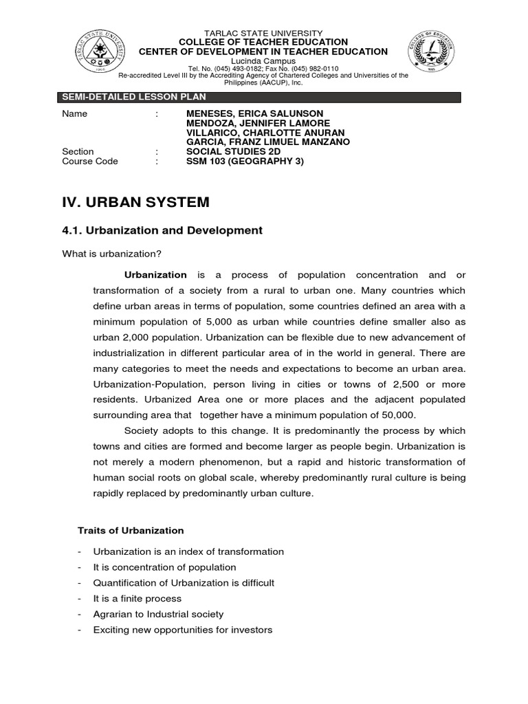 IV. Urban Systems | PDF | Economic Development | Economic Growth